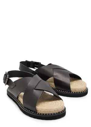 CastaÑer Tiago Leather Espadrille Sandals - Black