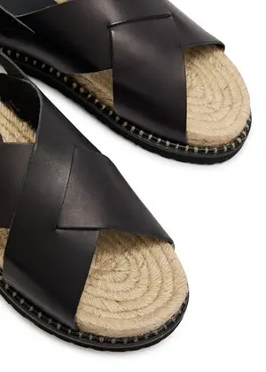 CastaÑer Tiago Leather Espadrille Sandals - Black