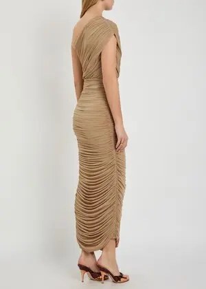 Ronny Kobo Emina One-shoulder Ruched Maxi Dress - Light Brown