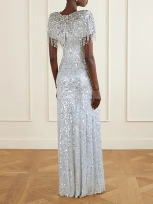 Jenny Packham Eugene Crystal Embellished Sequined Gown