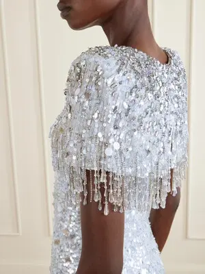 Jenny Packham Eugene Crystal Embellished Sequined Gown