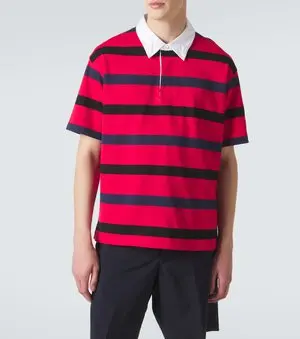 Prada Oversized Striped Cotton Pique Polo Shirt