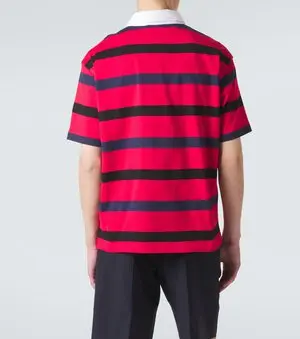 Prada Oversized Striped Cotton Pique Polo Shirt