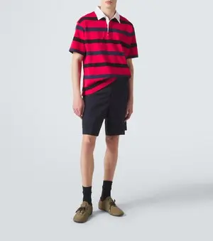 Prada Oversized Striped Cotton Pique Polo Shirt