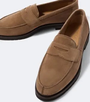 Thom Sweeney Suede Penny Loafers