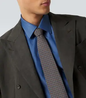 Thom Sweeney Printed Silk Tie - Blue
