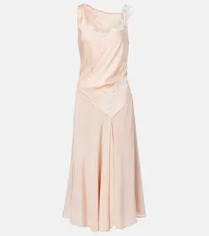 Victoria Beckham Lace-trimmed Crepe Satin Midi Dress - Pink