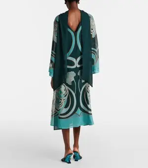 La DoubleJ Magnifico Printed Silk Twill Midi Dress