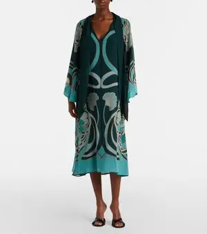 La DoubleJ Magnifico Printed Silk Twill Midi Dress