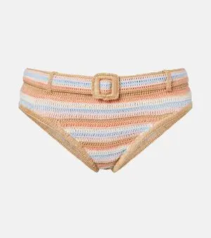 Anna Kosturova Crochet Striped Cotton Bikini Bottoms - Multicoloured
