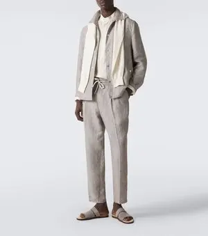 Brunello Cucinelli Suede Logo Sandals - Grey