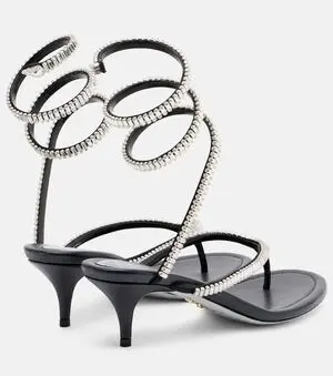 Rene Caovilla Embellished Satin Thong Sandals