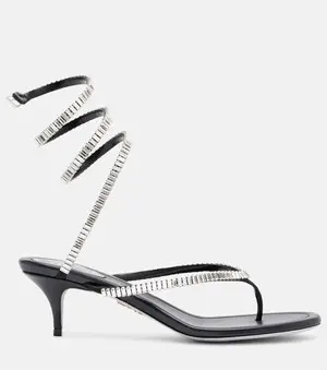 Rene Caovilla Embellished Satin Thong Sandals