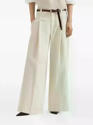 Brunello Cucinelli Pleated Wide Leg Trousers With Monili Detail