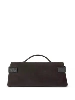 Brunello Cucinelli Suede Clutch Bag With Monili Inserts - Brown