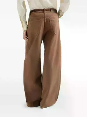 Brunello Cucinelli Dyed Denim Wide Trousers With Monili