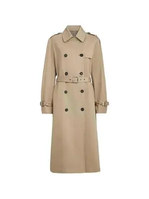Brunello Cucinelli Cotton And Linen Twill Trench Coat With Monili Embellishment