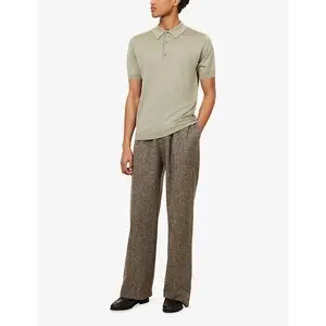 John Smedley Macloud Short-sleeve Merino-wool Polo Jumper - Thistle Dew