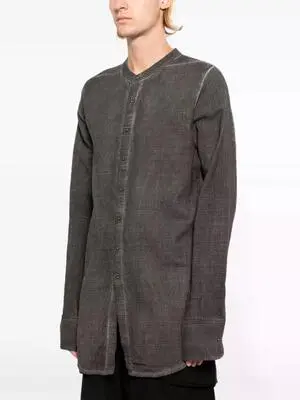 ISAAC SELLAM EXPERIENCE Collarless Textured-finish Shirt - Grey