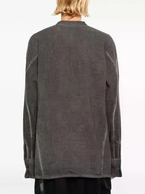 ISAAC SELLAM EXPERIENCE Collarless Textured-finish Shirt - Grey