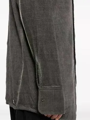 ISAAC SELLAM EXPERIENCE Collarless Textured-finish Shirt - Grey