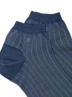 Zegna Pinstriped Ankle Socks - Blue