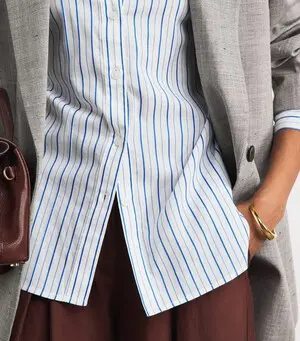 ME+EM Cotton-blend Voile Stripe Shirt