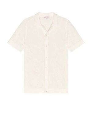 Onia Crochet Knit Button Up Shirt - Egret