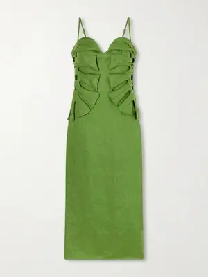 Farm Rio Monstera Leaf Linen Midi Dress
