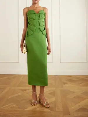Farm Rio Monstera Leaf Linen Midi Dress