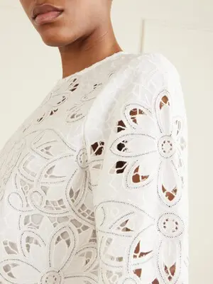 Farm Rio Embroidered Cotton-blend Blouse