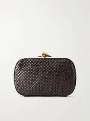 Bottega Veneta Knot Intrecciato Leather Clutch - Brown