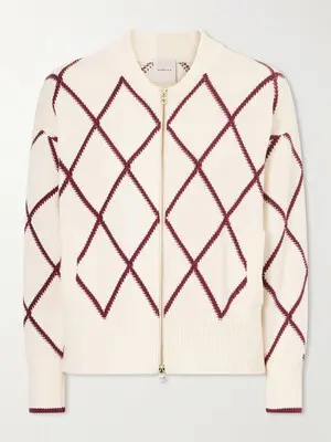 Varley Nile Cotton Knitted Jacket With Contrast Stitching