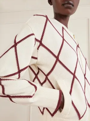 Varley Nile Cotton Knitted Jacket With Contrast Stitching