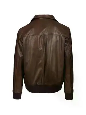 AL DUCA D’AOSTA 1902 Ribbed-trim Leather Jacket