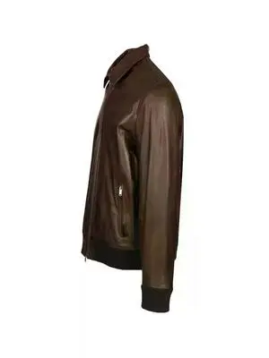 AL DUCA D’AOSTA 1902 Ribbed-trim Leather Jacket