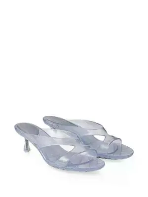 JIMMY CHOO Glitter Mule Sandals - Silver