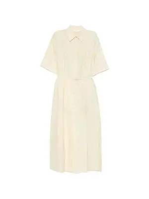 TELA D. Cherry Belted Button-down Midi Dress