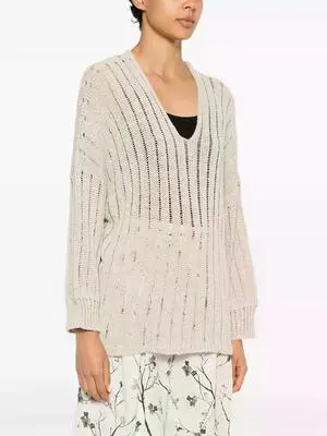 Fedeli Open-knit V-neck Sweater