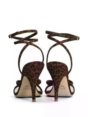 3JUIN Leopard-print Suede Stiletto Heeled Sandals - Brown