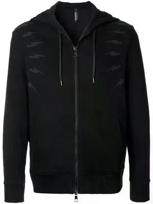 Neil Barrett Lightning Bolt Zipped Hoodie - Black