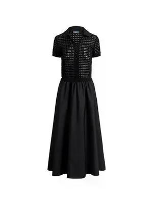 Polo Ralph Lauren Crochet Knit Collared Cotton A-line Dress