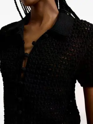 Polo Ralph Lauren Crochet Knit Collared Cotton A-line Dress