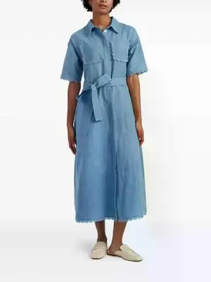 Chinti & Parker Scallop Trim Shirt Midi Dress