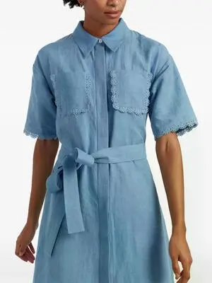 Chinti & Parker Scallop Trim Shirt Midi Dress