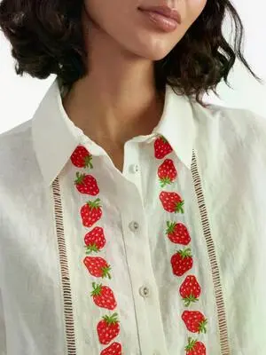 Chinti & Parker Embroidered Strawberry Shirt