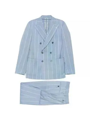 LUIGI BIANCHI MANTOVA Pinstripe Double-breasted Suit - Blue