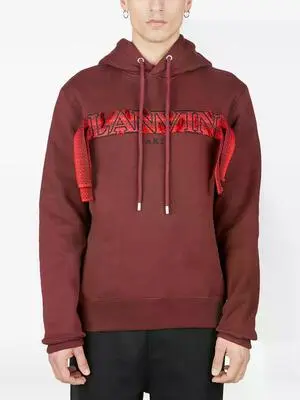 LANVIN Logo Embroidered Hoodie - Red