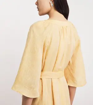 ERES Linen Audacieuse Wrap Midi Dress - Yellow