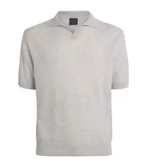 Paul & Shark Cashmere-linen Open-collar Polo Shirt - Grey